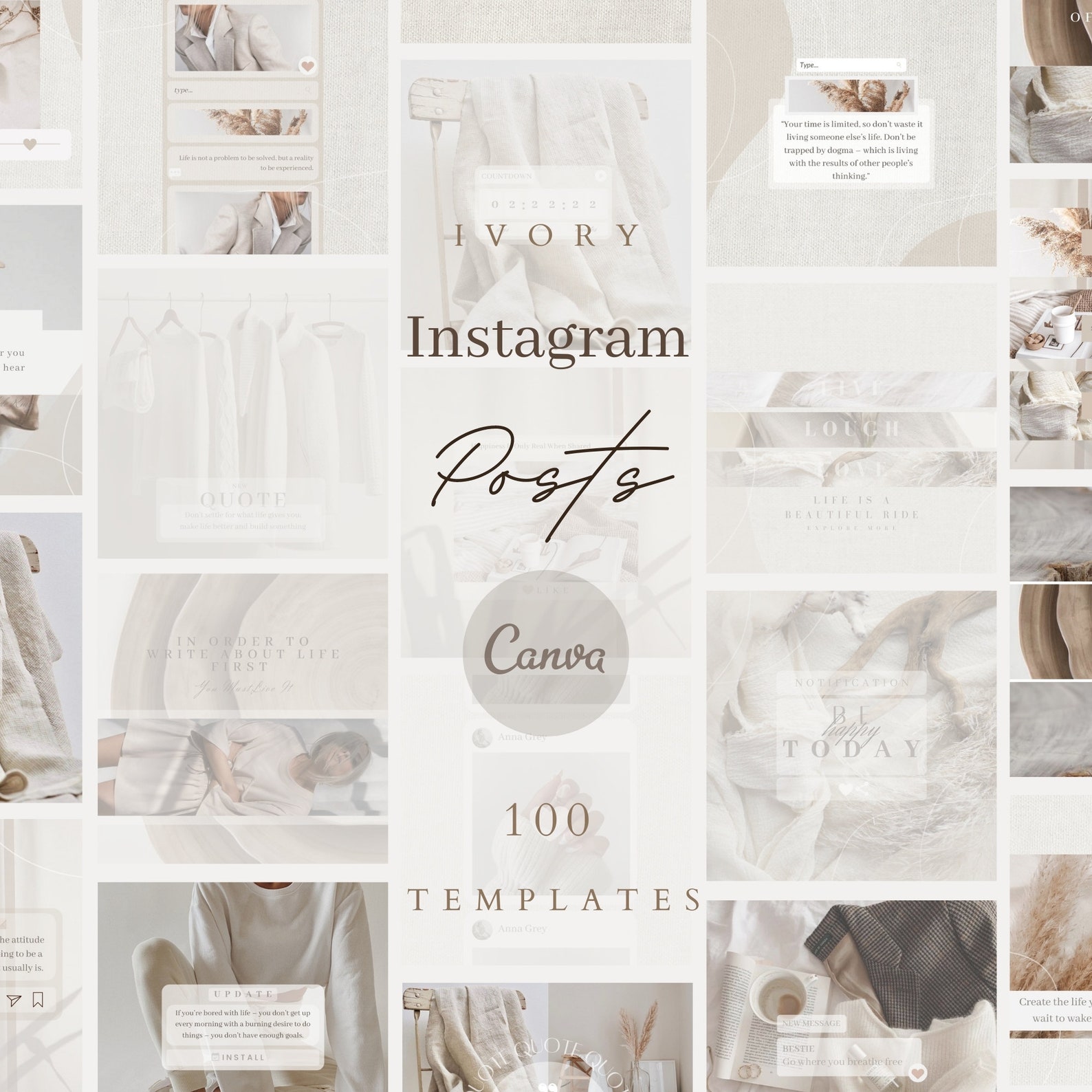 50 Instagram Post Templates White Canva Templates IG - Etsy UK
