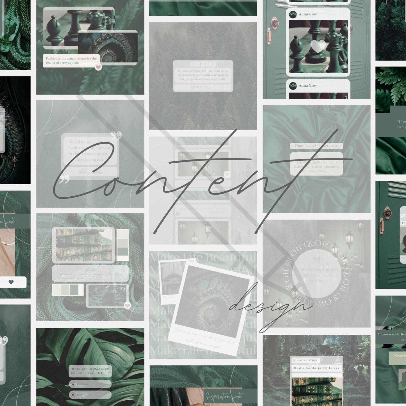 50 Green Canva Templates for Instagram Social Media Post | Etsy