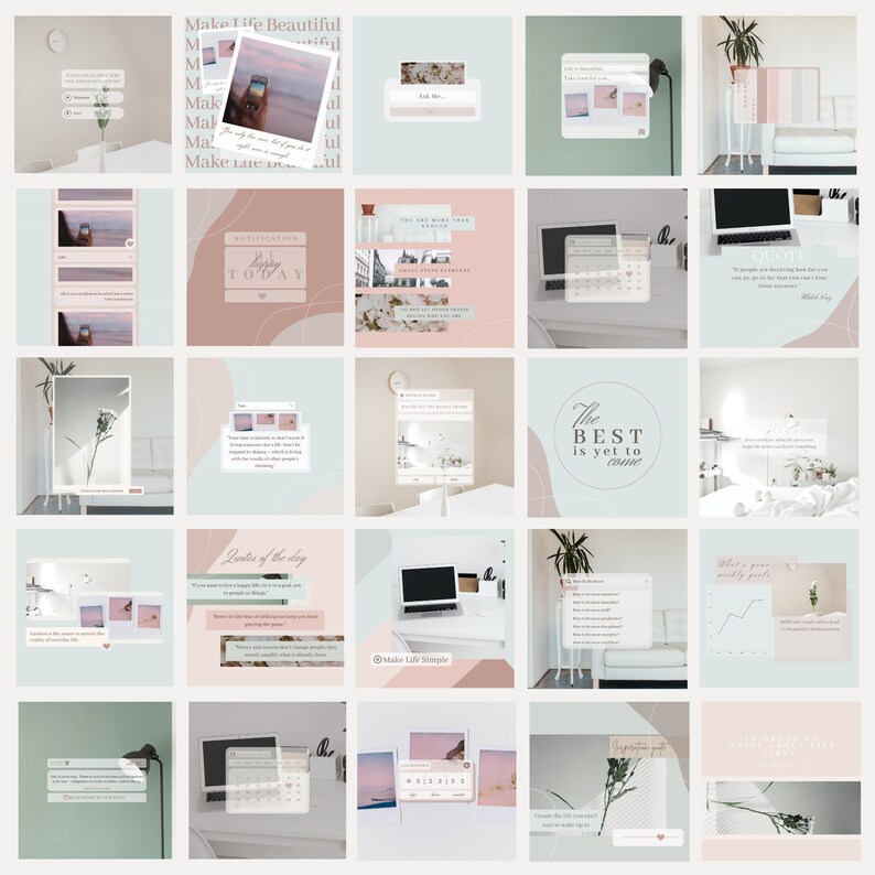 100 Pastel Color Instagram Templates for Canva Instagram Post - Etsy