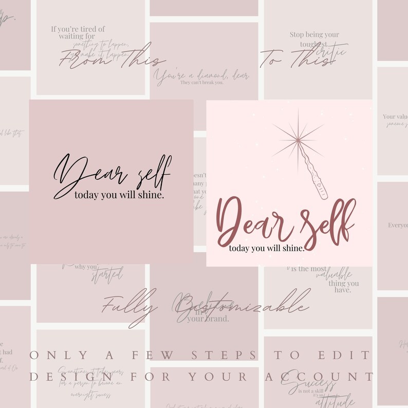 100 Social Media Quote Bundle Blush Pink Quote Templates for - Etsy