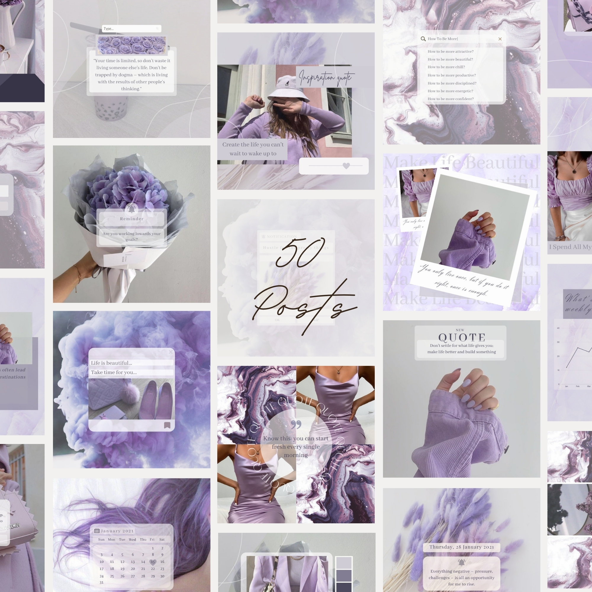 50 Purple Instagram Post Templates Canva Templates Engaging | Etsy