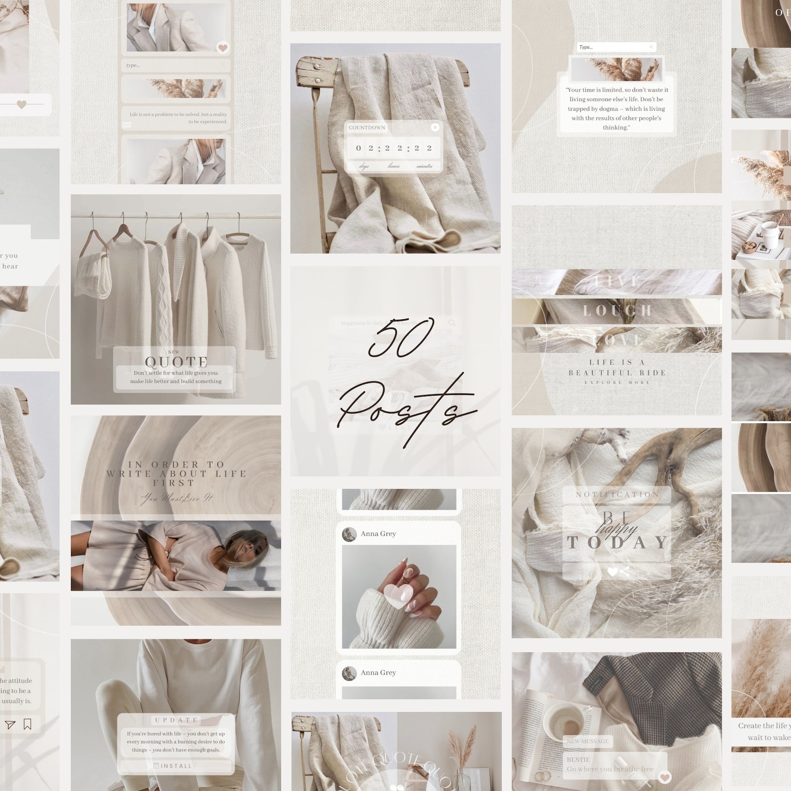 50 Instagram Post Templates White Canva Templates IG - Etsy UK