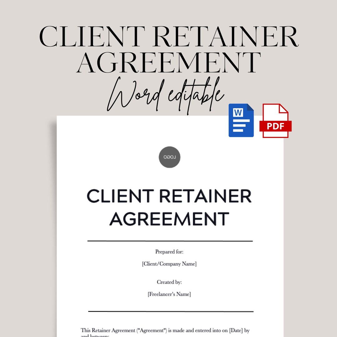 Client Retainer Agreement Template Editable in MS Word Freelance ...