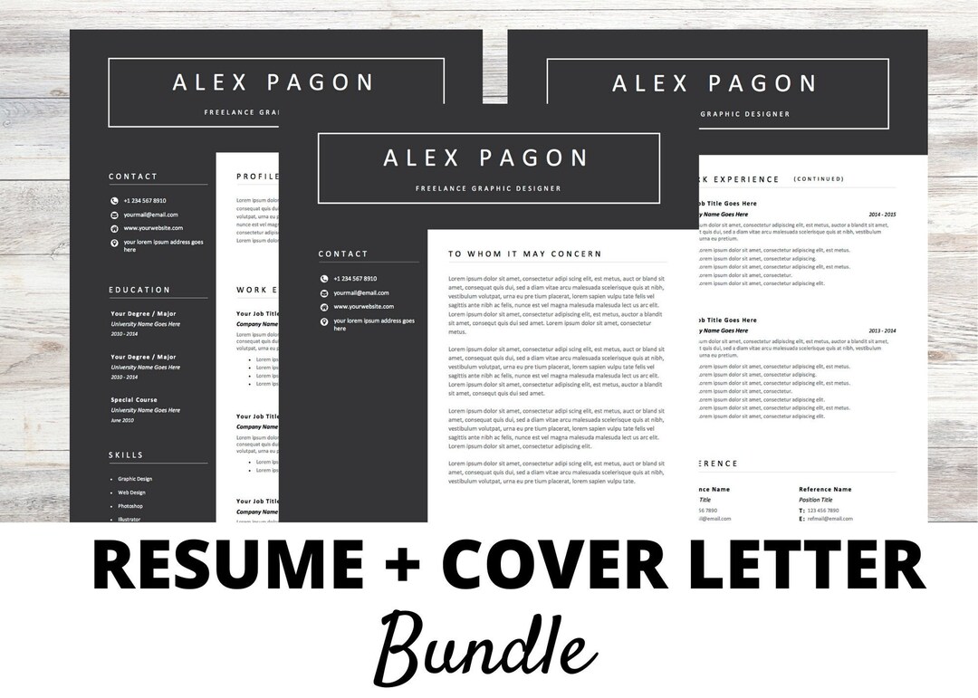 Resume and Cover Letter Template Two Page Resume Editable MS Word CV ...