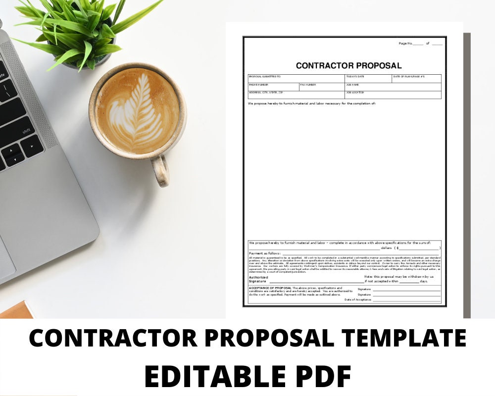 Contractor Proposal Template for Construction Landscaper Small Business ...