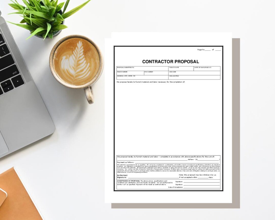 Contractor Proposal Template for Construction Landscaper Small Business ...