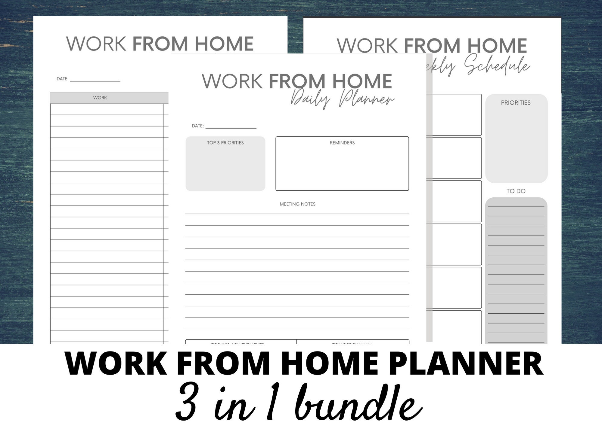 Work From Home A5 A4 Letter Printable Planner Bundle Daily - Etsy