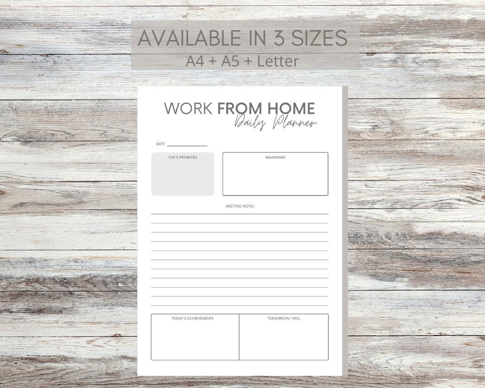 Work From Home A5 A4 Letter Printable Planner Bundle Daily - Etsy