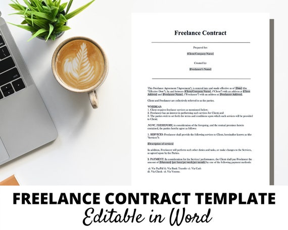 Freelance Contract Template Editable in MS Word Client - Etsy