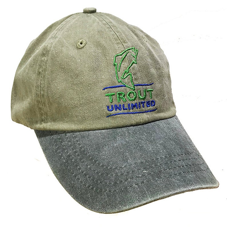 Trout Unlimited Embroidered Logo Khaki Crown With Green Bill Cap - Etsy