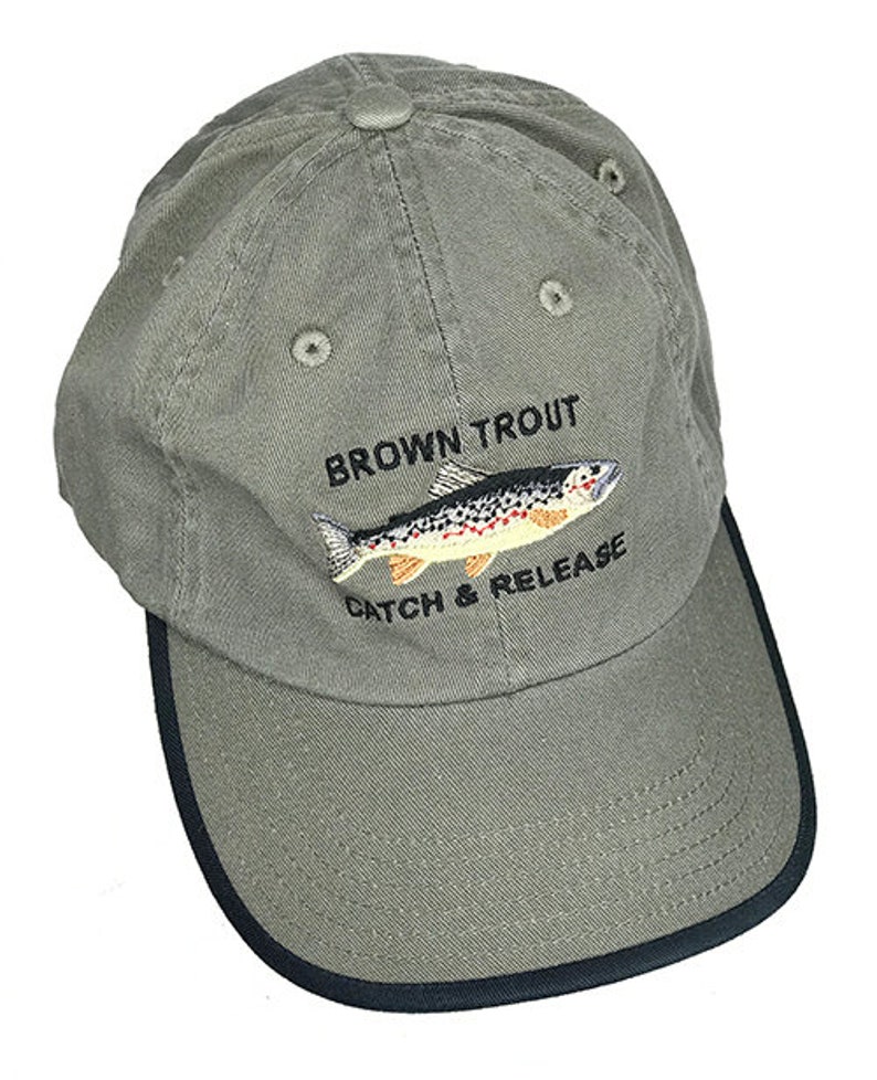 Embroidered Brown Trout Catch and Release Twill Cap-seamoss/black - Etsy