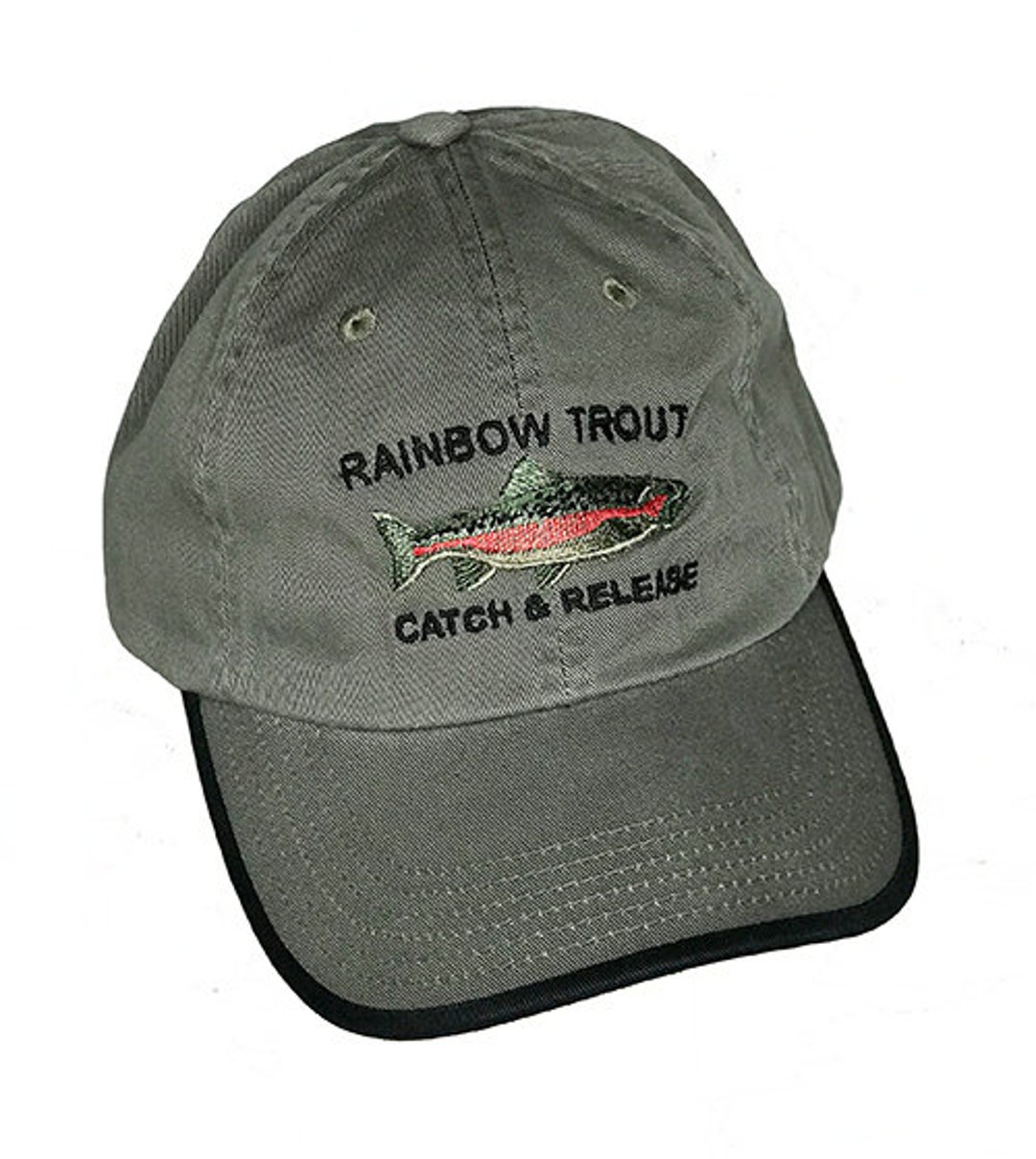Embroidered Rainbow Trout Catch and Release Twill Cap With Contrast ...