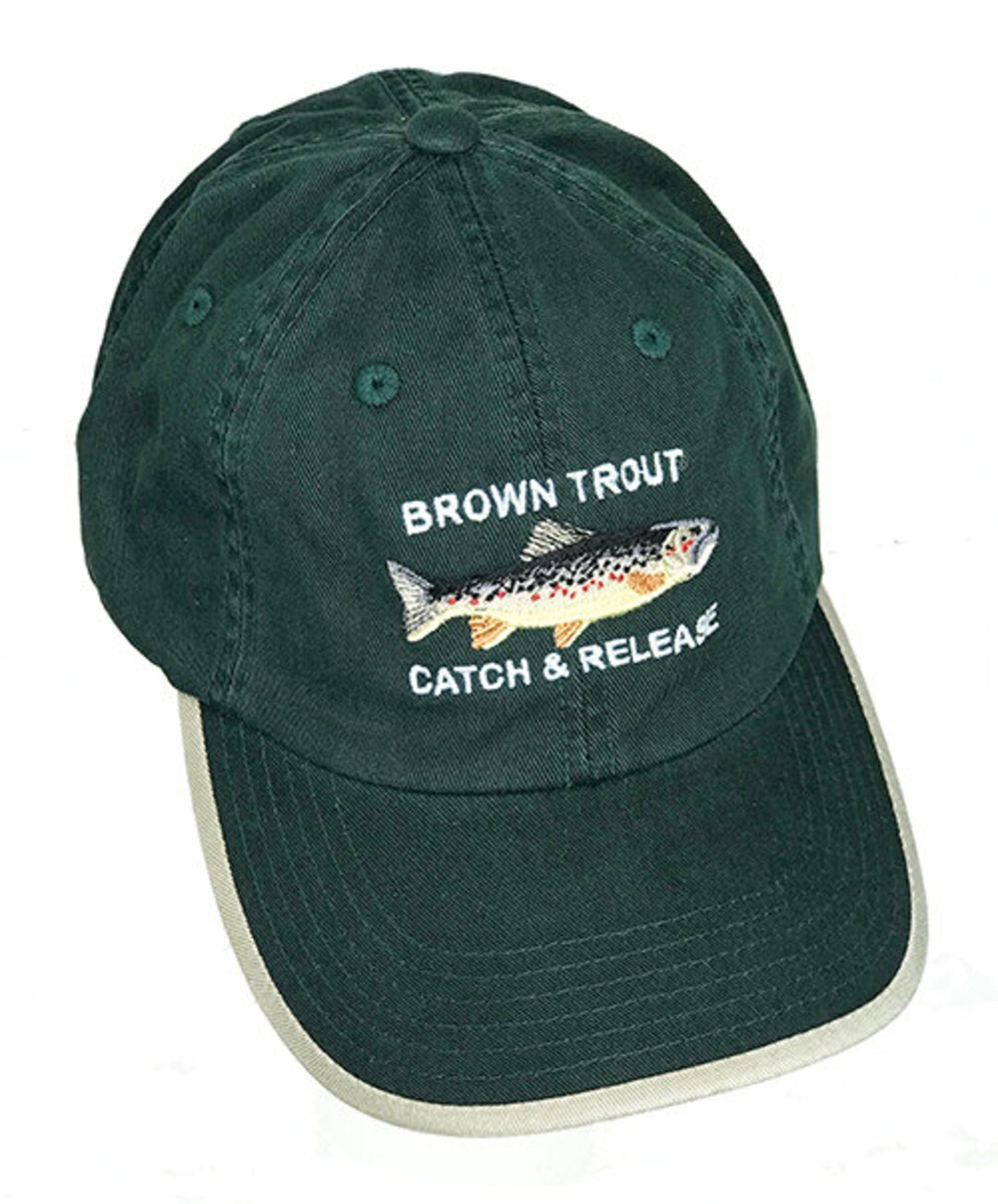 Embroidered Brown Trout Catch and Release Twill Cap-forest/khaki - Etsy