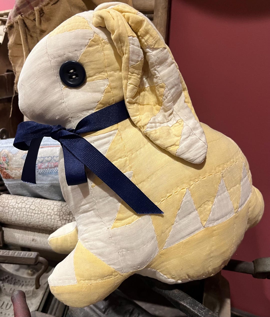 Stuffed Quilt Bunny, Vintage Quilt Rabbit, Antique Cutter Quilt ...