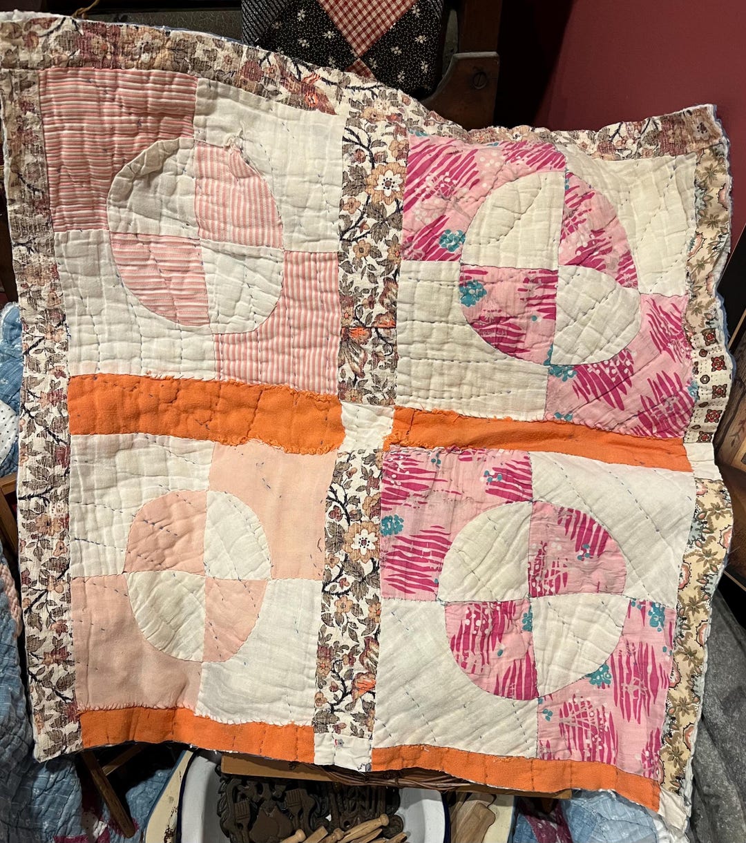 Vintage Quilt Piece, Cutter Quilt Piece, Repurposed, Primitive ...