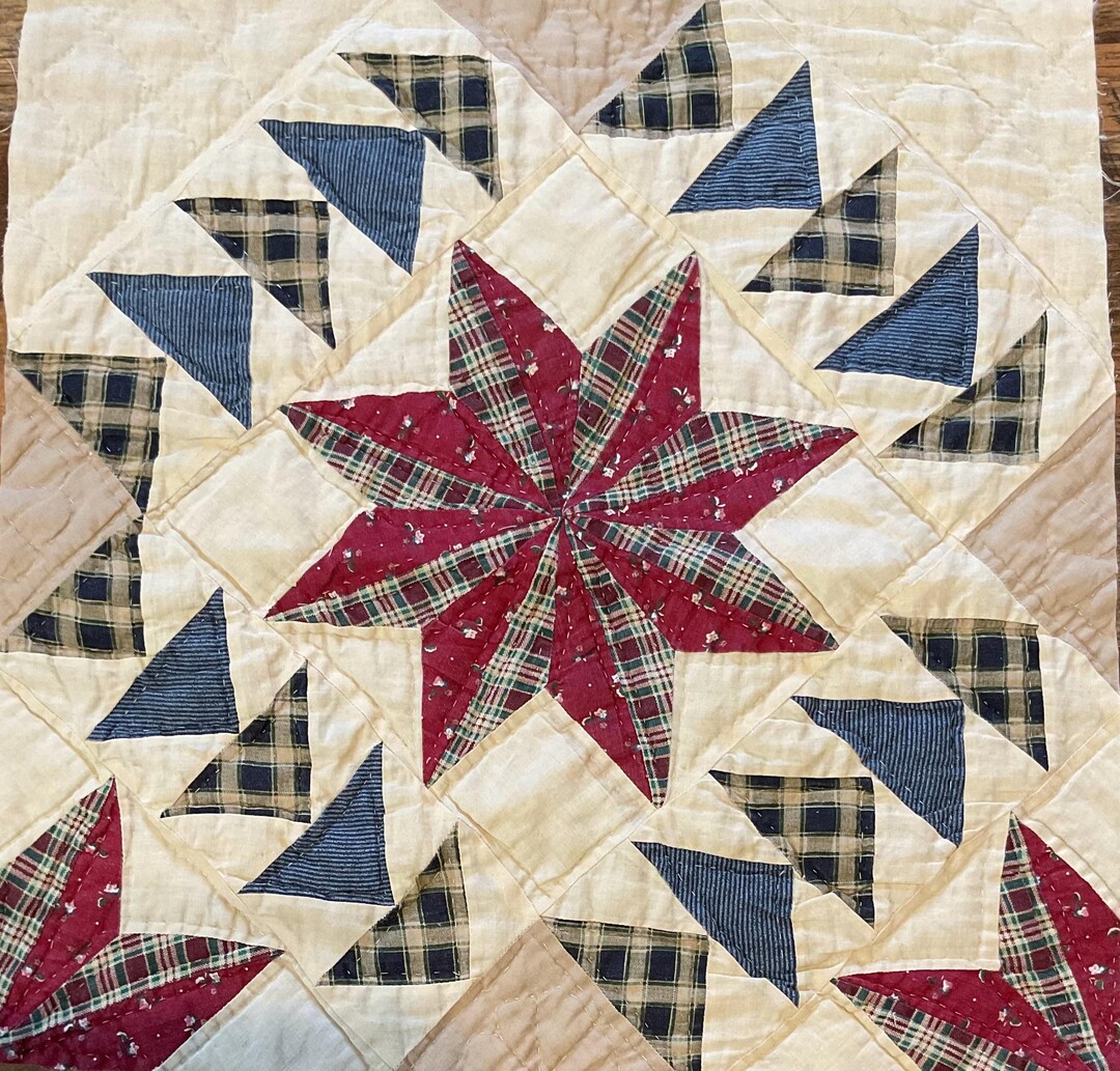 Vintage Quilt Piece, Cutter Quilt Piece, Hand Quilted, Repurposed ...