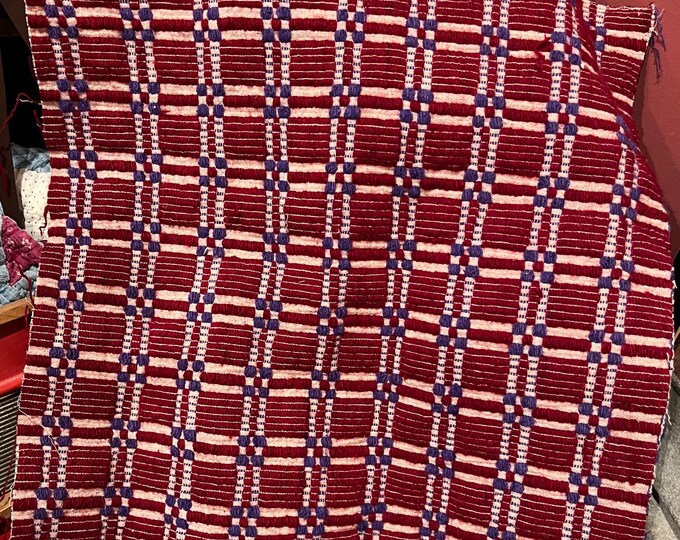 Vintage Coverlet Piece, Antique Blanket, Woven Coverlet, Double Sided ...
