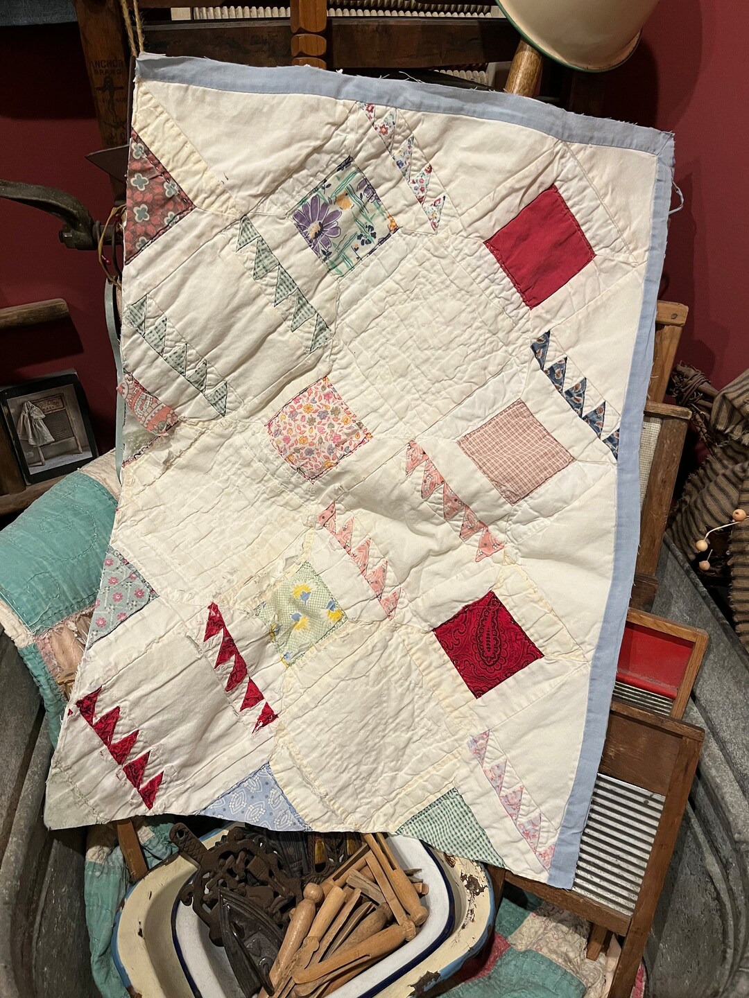 Cutter Quilt Piece, Repurposed, Primitive, Crafting, Hand Quilted - Etsy