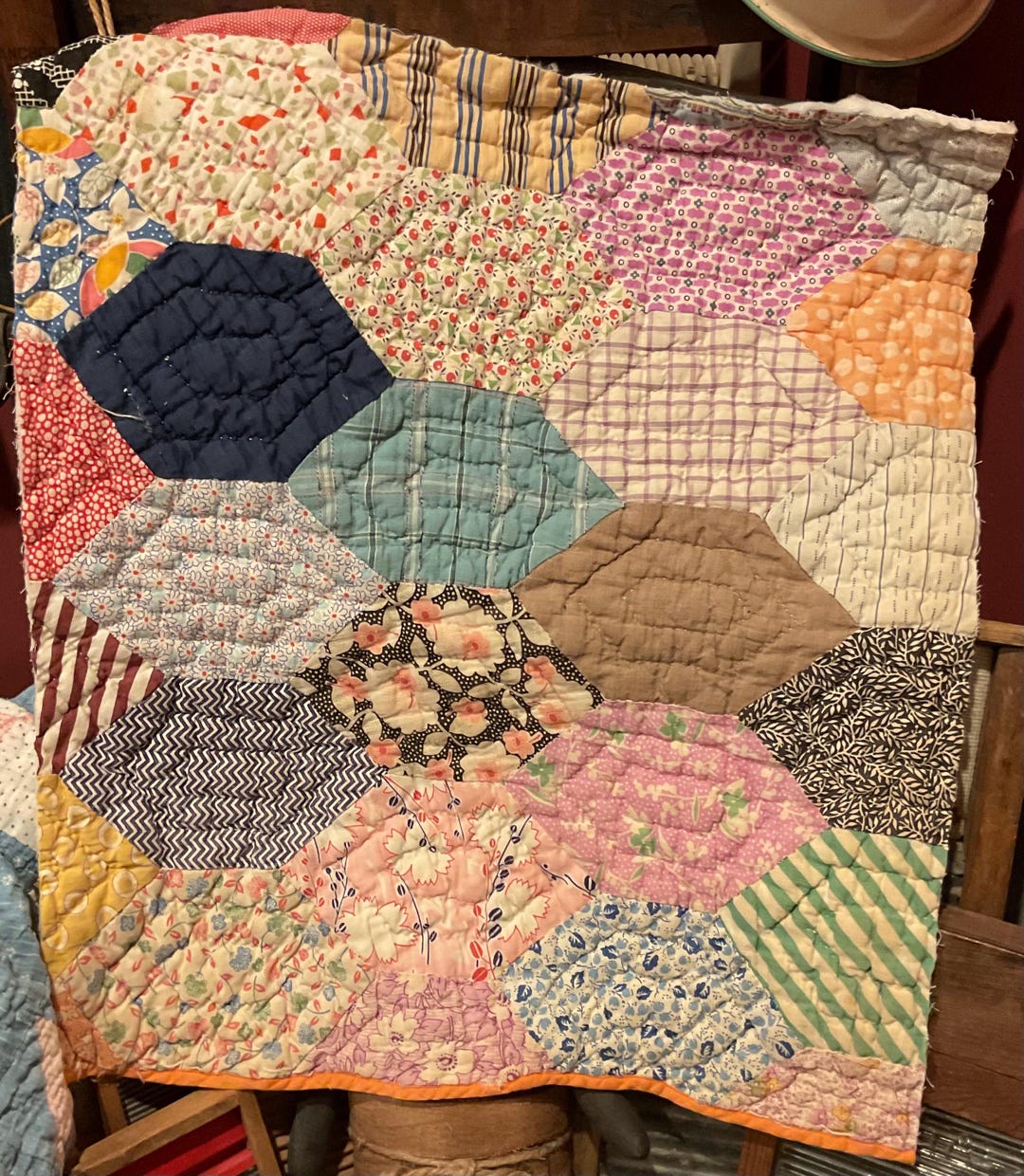 Vintage Quilt Piece, Antique Quilt Piece, Hand Quilted, Cutter Quilt ...