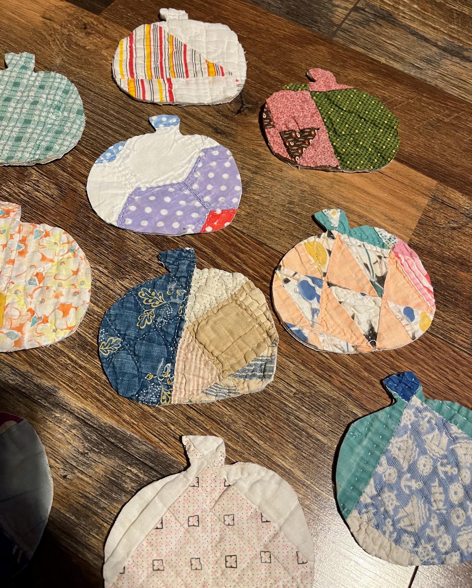 Pumpkins Made From Old Quilts, Vintage Cutter Quilt Pumpkins, Antique ...