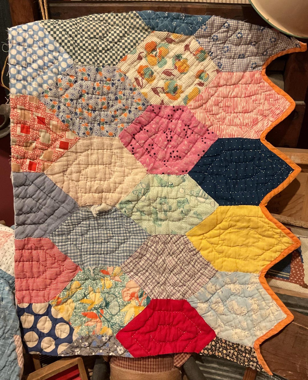 Vintage Quilt Piece, Antique Quilt Piece, Hand Quilted, Cutter Quilt ...