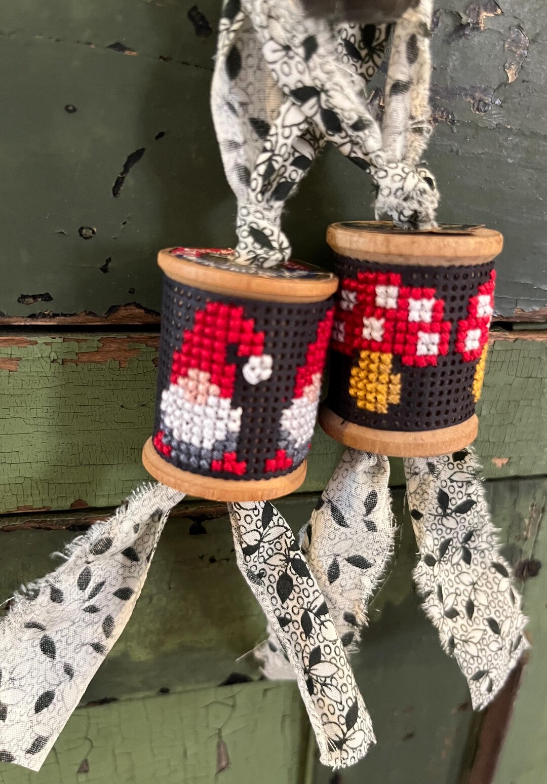 Cross Stitch Spool, Vintage Wooden Spool, Christmas Ornament, Gift ...