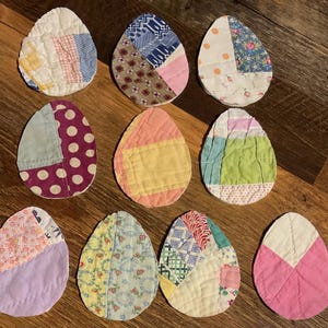 Set of 10 Eggs Cut From Old Quilts, Vintage Quilt Easter Eggs, Die-cuts ...
