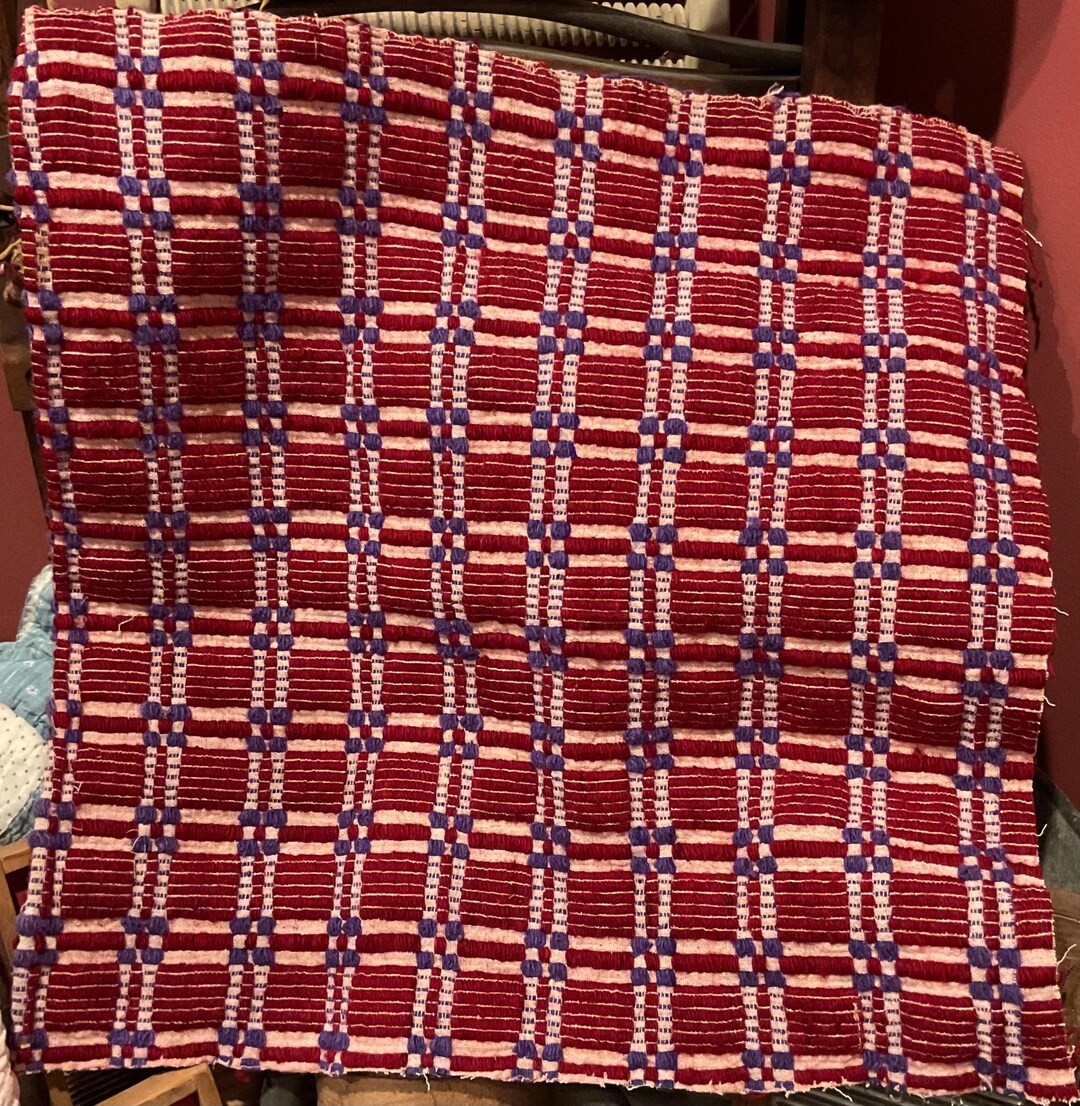 Vintage Coverlet Piece, Antique Blanket, Woven Coverlet, Double Sided ...