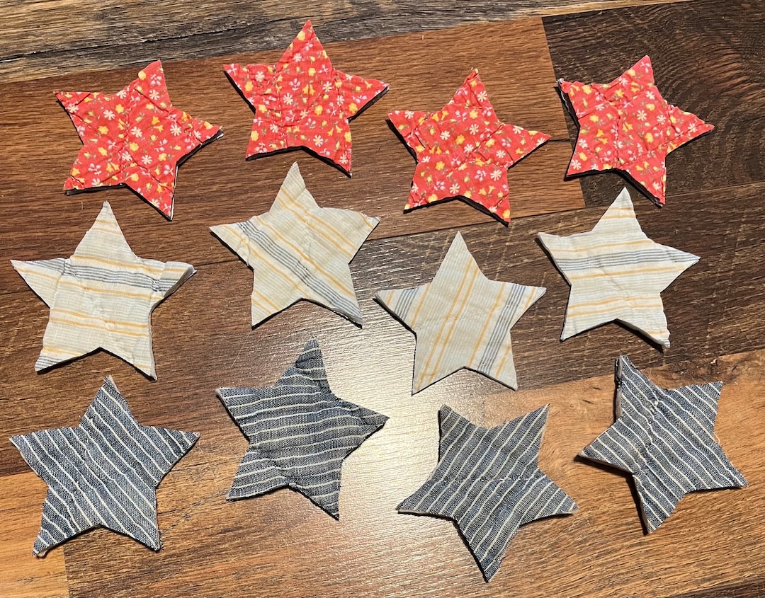 Stars Cut From Old Quilts, Vintage Cutter Quikt Stars, Antique Quilt ...