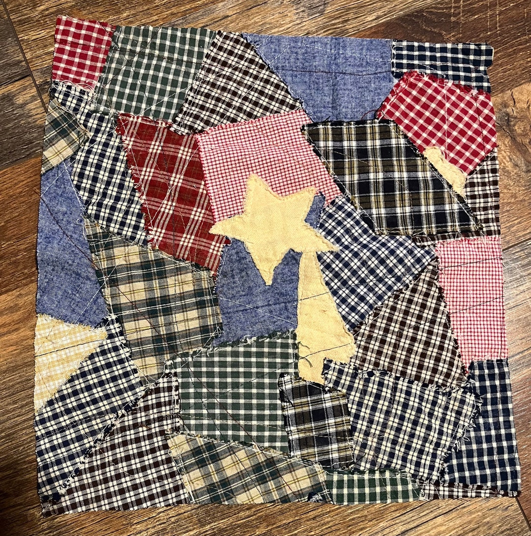 Patchwork Quilt Piece, Cutter Quilt Piece, Plaid, Crafting, Repurposed ...