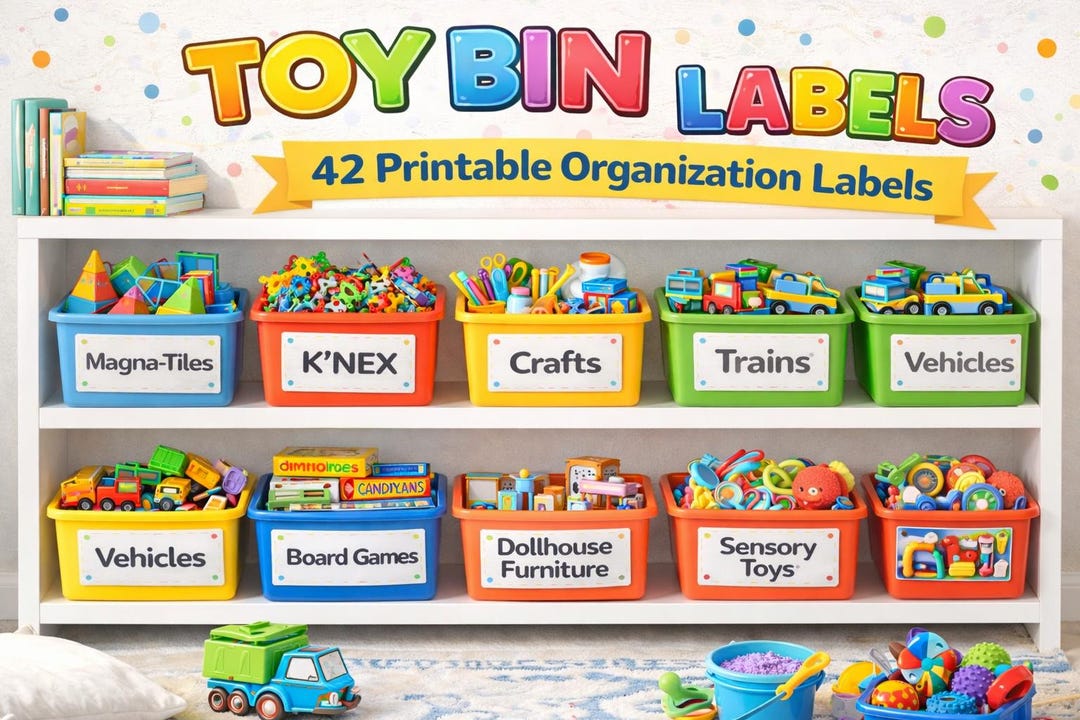 Toy Bin Labels – 42 Printable Playroom Organization Tags (digital ...