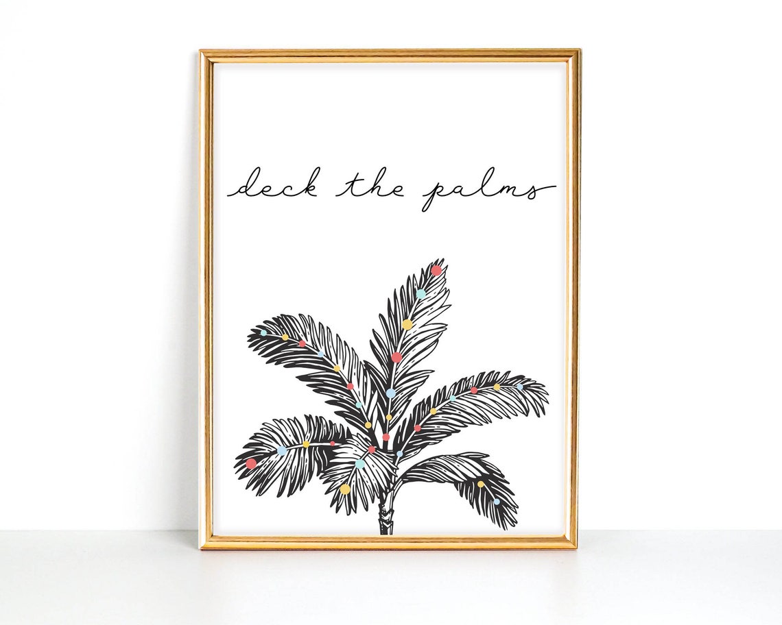 Deck the Palms Printable Coastal Christmas Wall Art Beach - Etsy