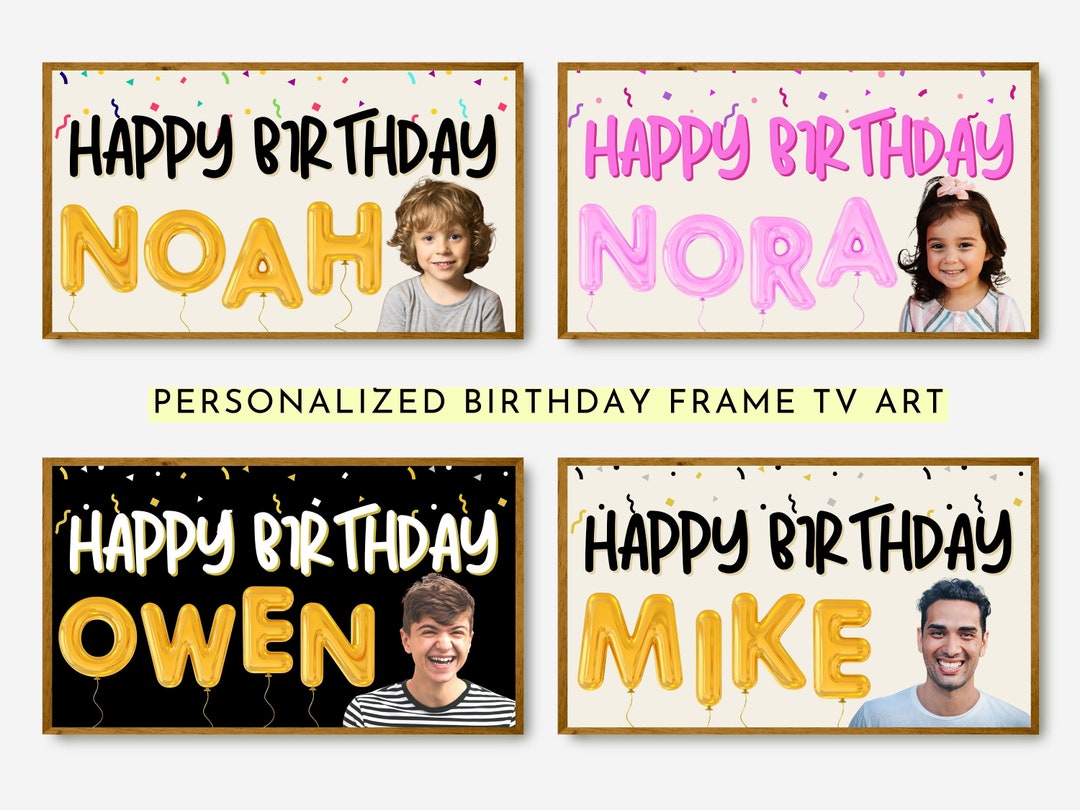 Happy Birthday Personalized Frame Tv Art | Custom Bday Frame Tv Art ...