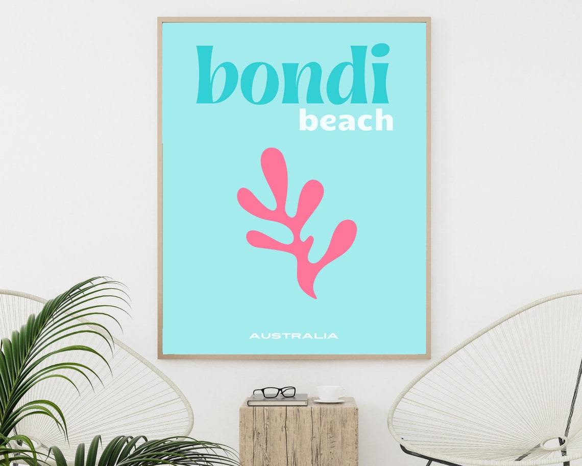 Bondi Beach Travel Poster Bondi Beach Print Bright Travel - Etsy