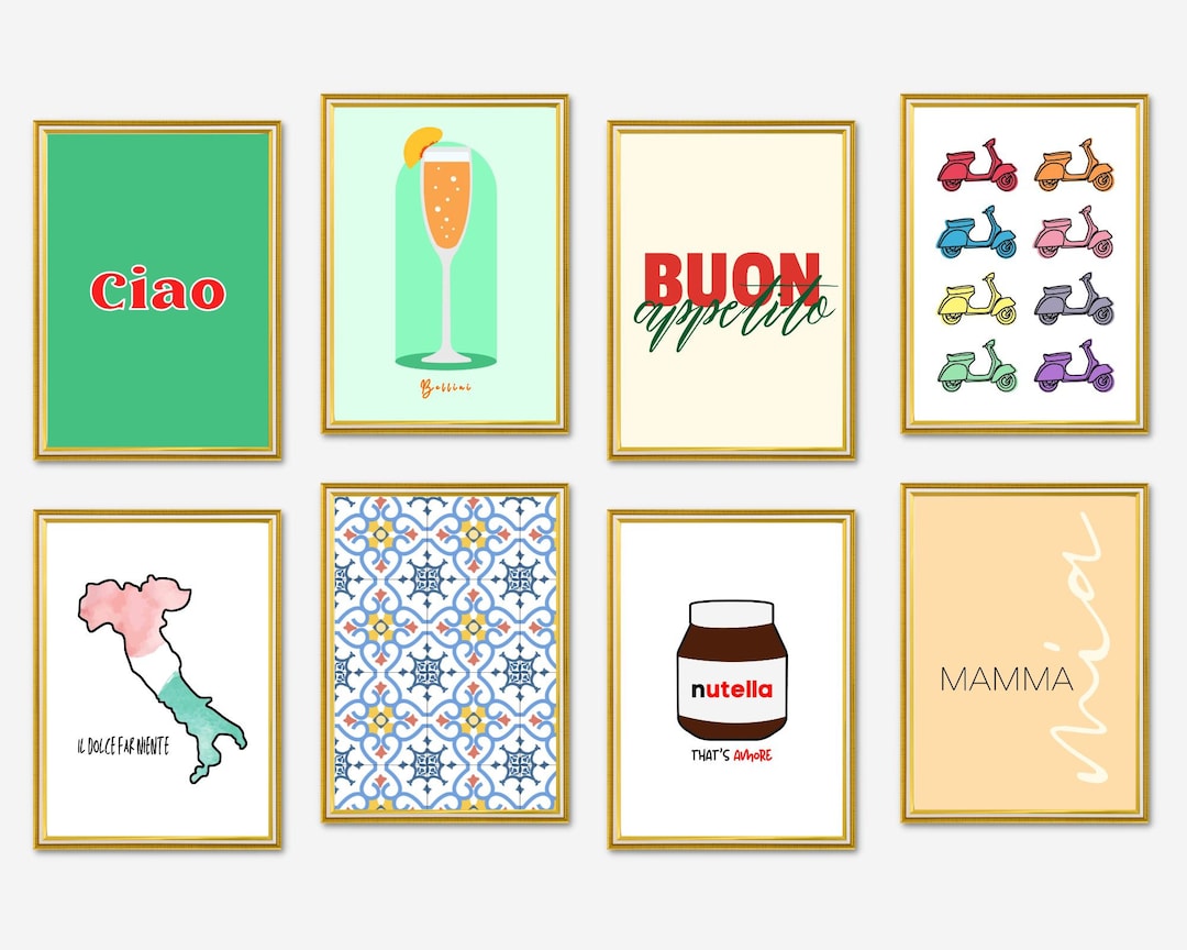 Italian Art Print Set, Italy Theme, Set of 8 (digital Download) - Etsy