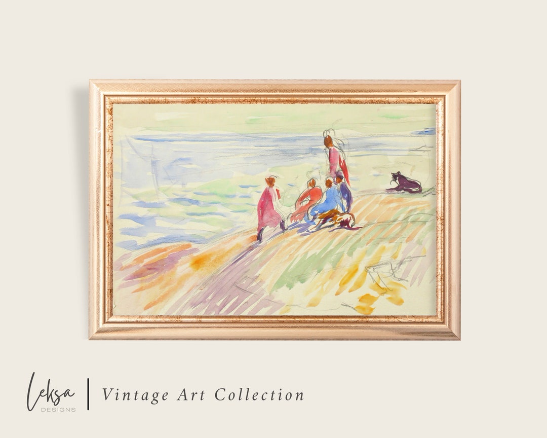 Meeresküste Skizze Print: Bunt Meer Gemälde Kunst (Digitaler Download ...