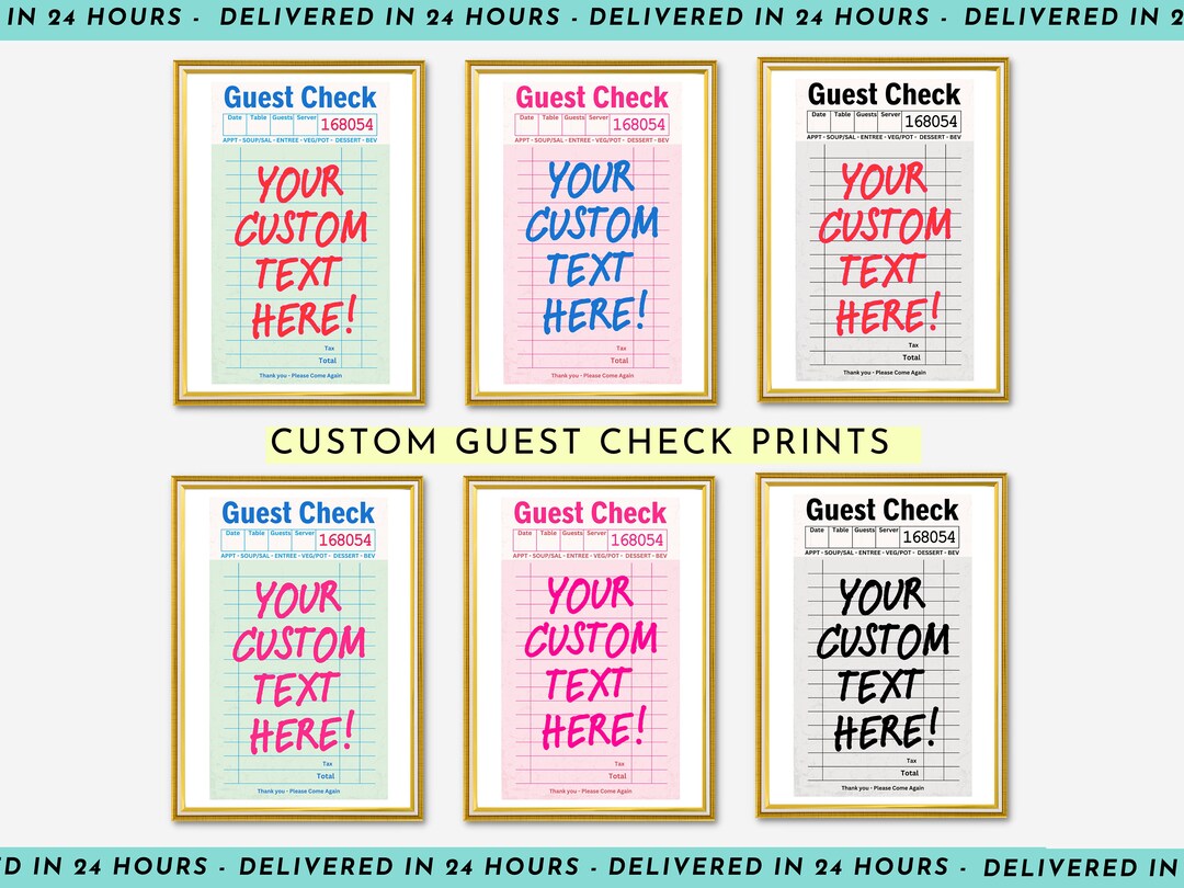 Guest Check Printable, Custom Guest Check, Personalized Trendy Guest ...