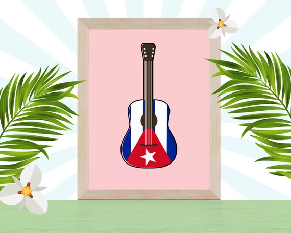 Cuban Guitar Print Musical Instrument Print Cuba Wall Art | Etsy