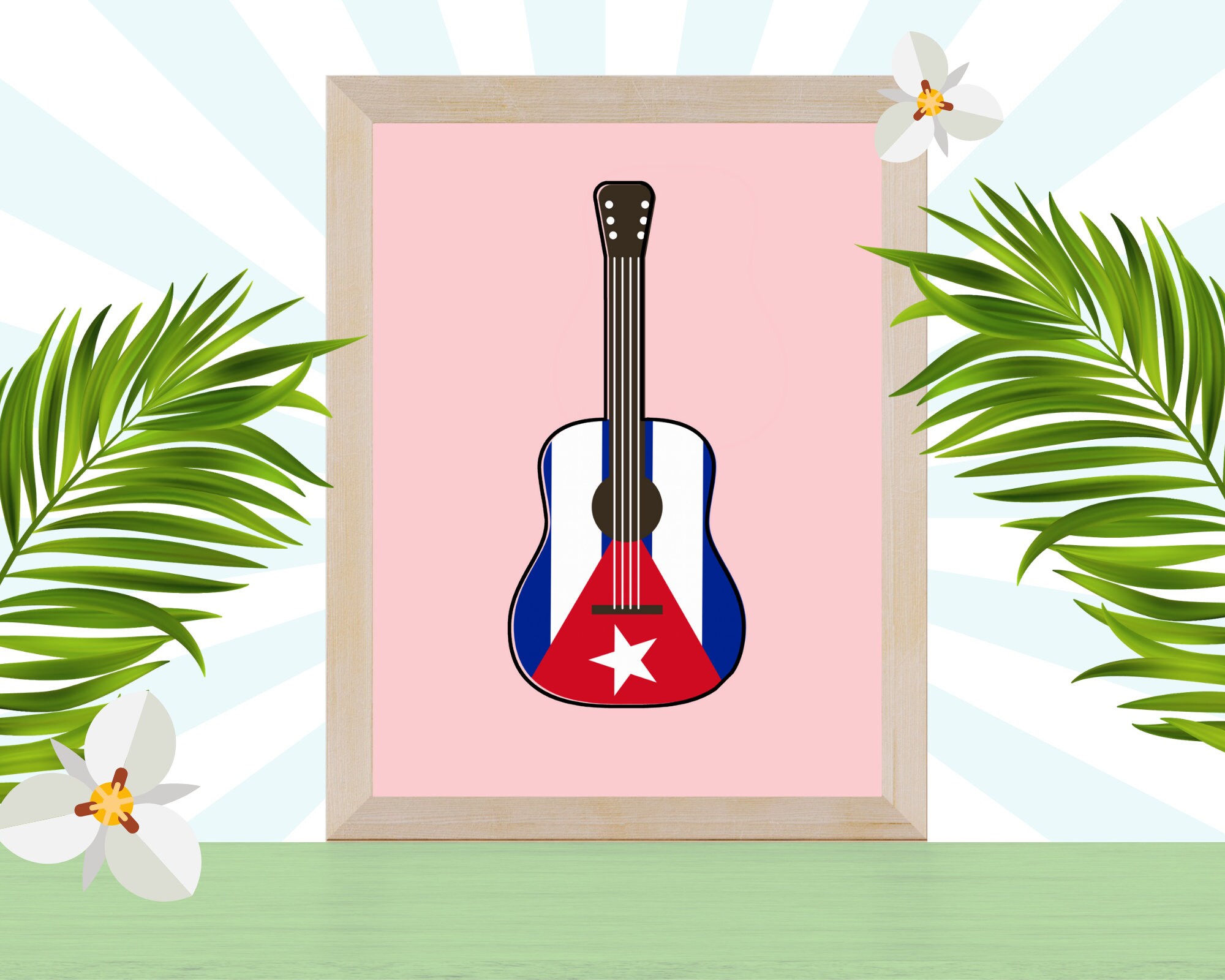 Cuban Guitar Print Musical Instrument Print Cuba Wall Art | Etsy