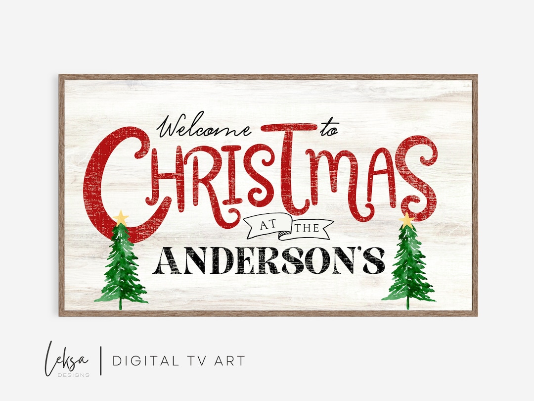 Family Christmas Sign Frame TV, Customized Christmas Frame Tv Art ...