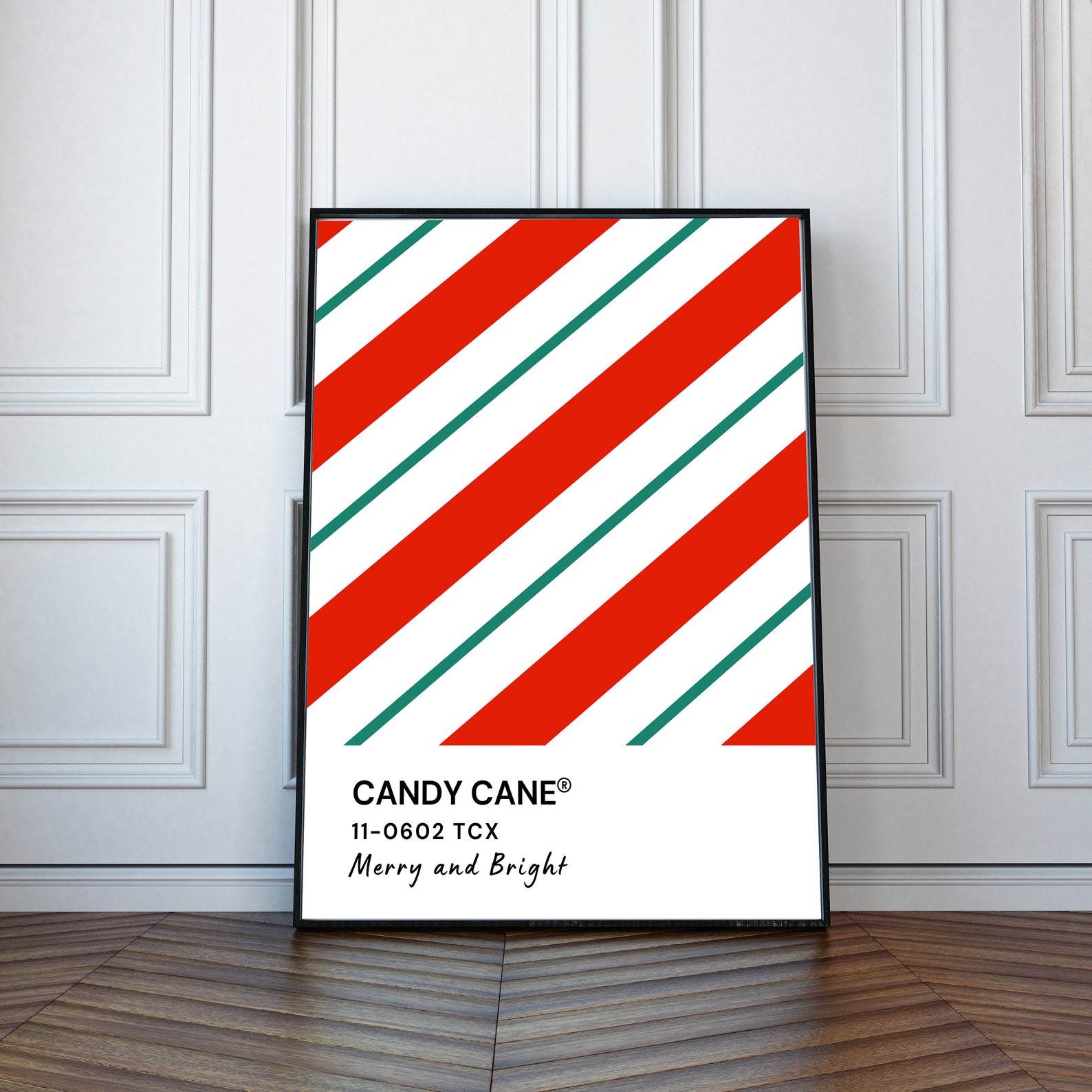 Candy Cane Stripes Christmas Wall Art, Modern Holiday Decor (digital ...