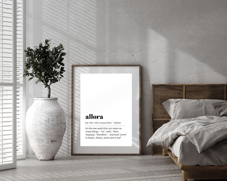Funny Italian 'allora' Definition Print: Playful Word Art (digital ...