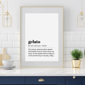 Gelato Print, Italian Word Print, Funny Italian Definition, Italian ...