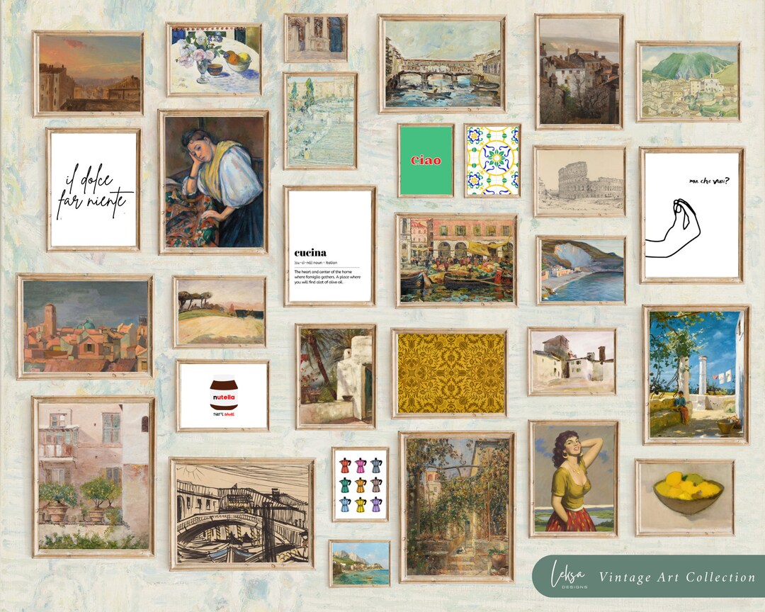 Italian Vintage Modern Gallery Set, Eclectic Italy Print Set, Vintage ...