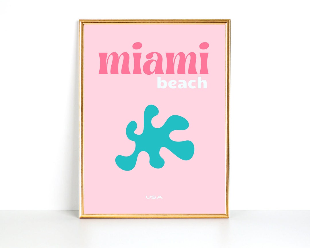 Miami Travel Poster, Miami Beach Print, Bright Travel Print, Miami ...