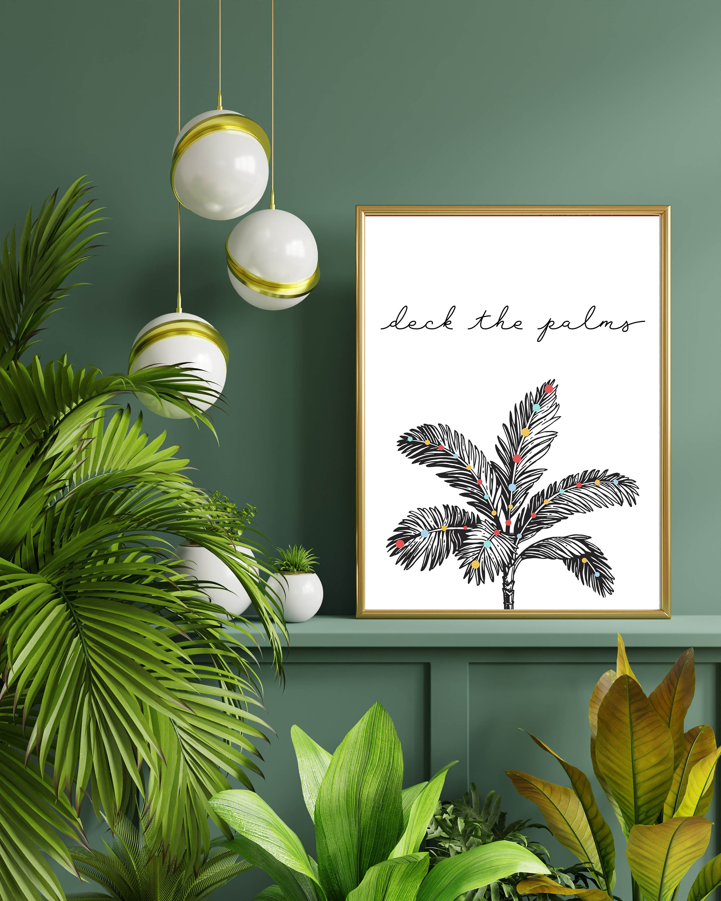 Deck the Palms Printable Coastal Christmas Wall Art Beach - Etsy