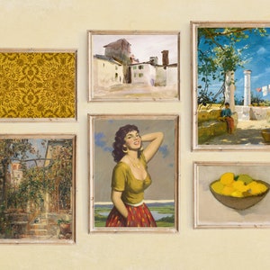Vintage Italian Gallery Wall Art Set: Eclectic Mediterranean Prints ...