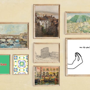 Italian Vintage Modern Gallery Set, Eclectic Italy Print Set, Vintage ...