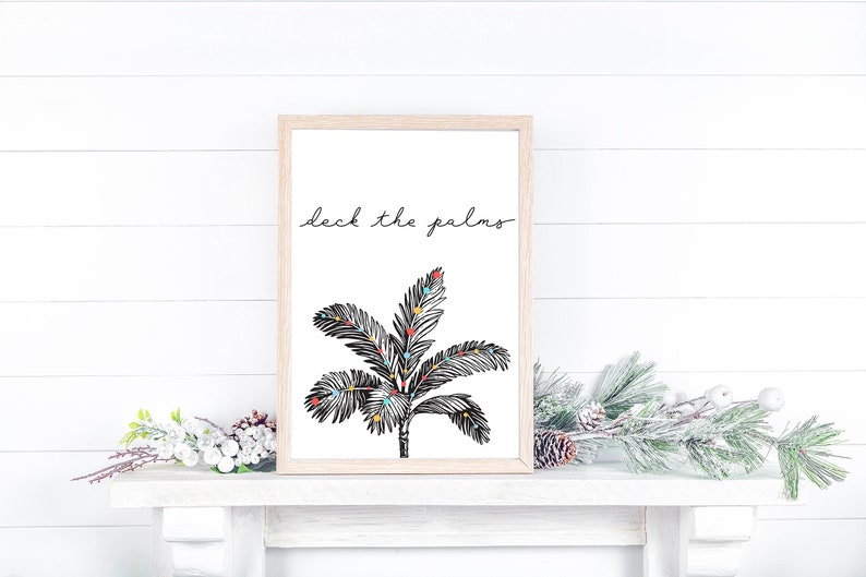 Deck the Palms Printable, Coastal Christmas Wall Art, Beach Christmas ...