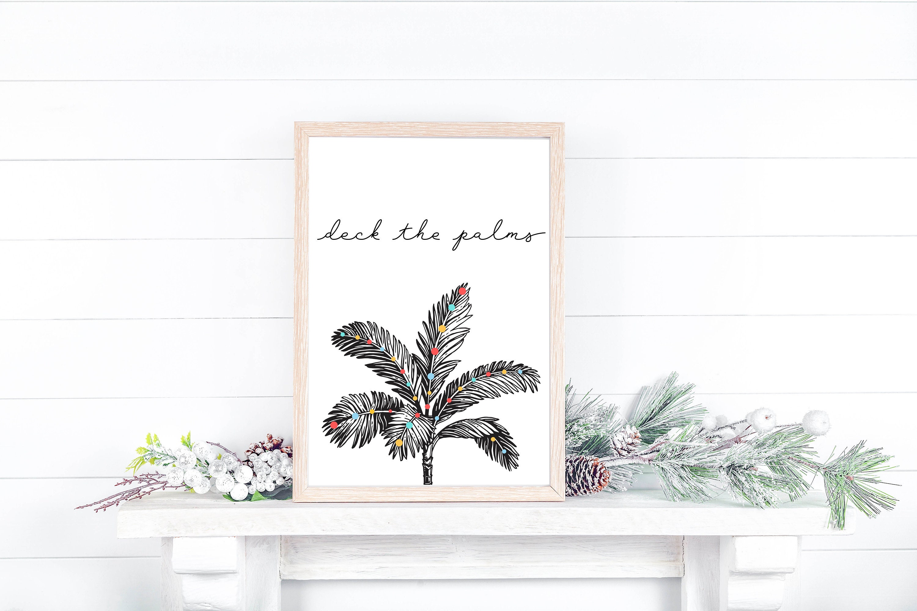 Deck the Palms Printable Coastal Christmas Wall Art Beach - Etsy